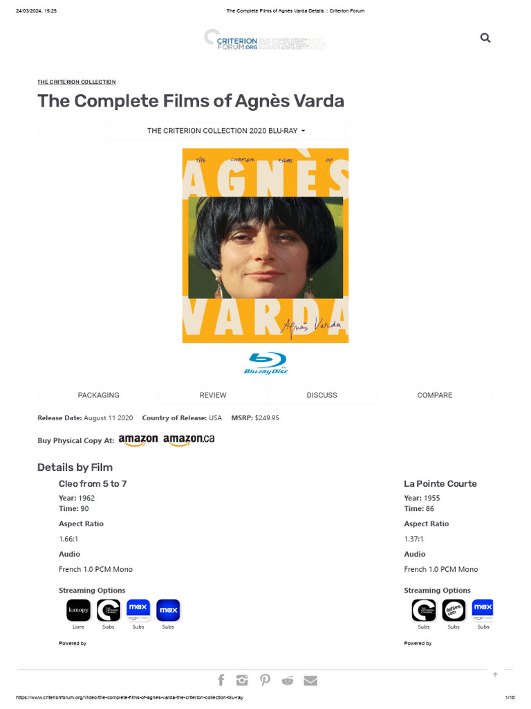 CRITERION COLLECTION - The Complete Films of Agnès Varda Contents | PDF