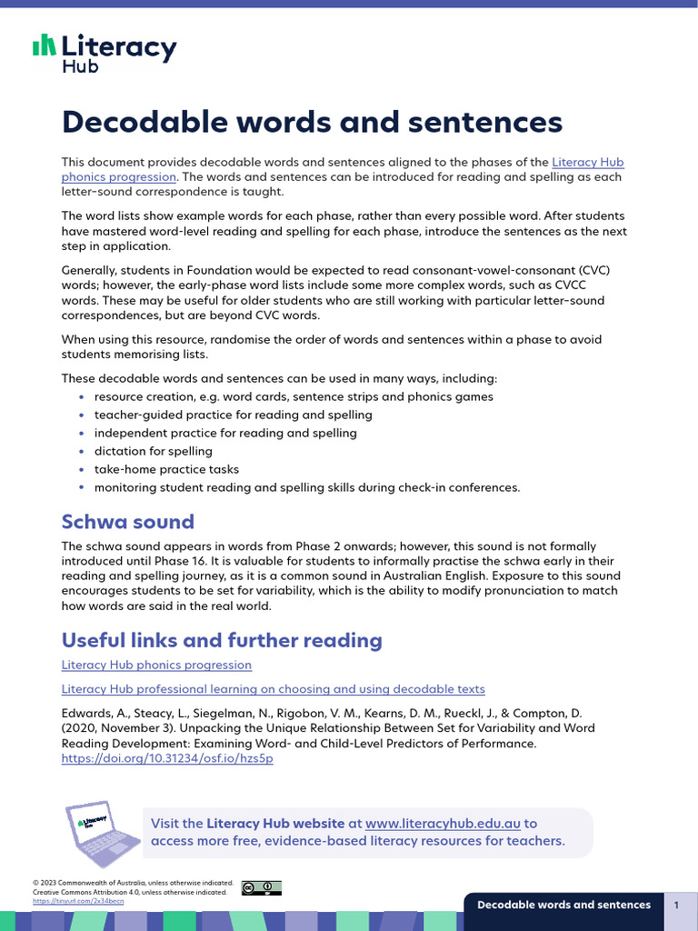 Decodable Words and Sentences | PDF | Phonics