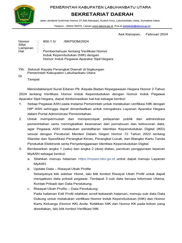 Verifikasi NIK dan NIP ASN Labuhanbatu | PDF | Pengelolaan Keuangan & Uang