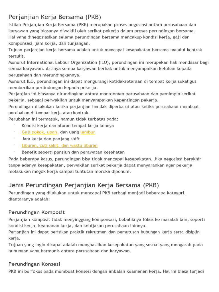 Perjanjian Kerja Bersama (PKB) | PDF | Bisnis | Hukum