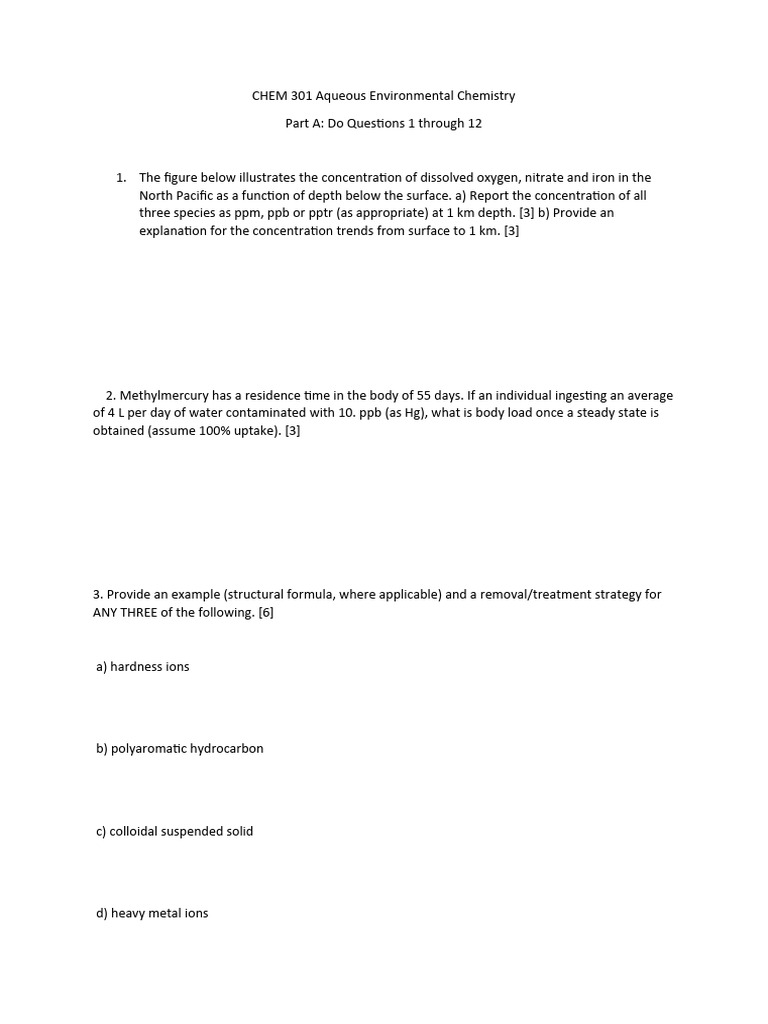 CHEM 301 Aqueous Environmental Chemistry | PDF
