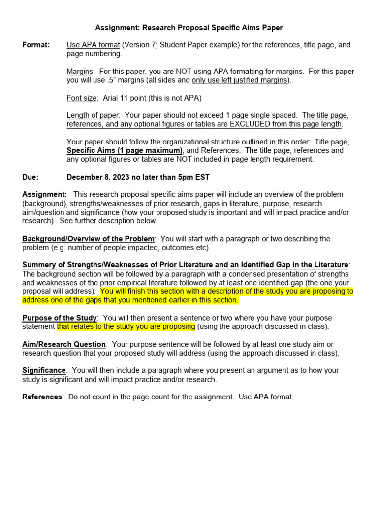 Research Proposal Specific | PDF | Apa Style