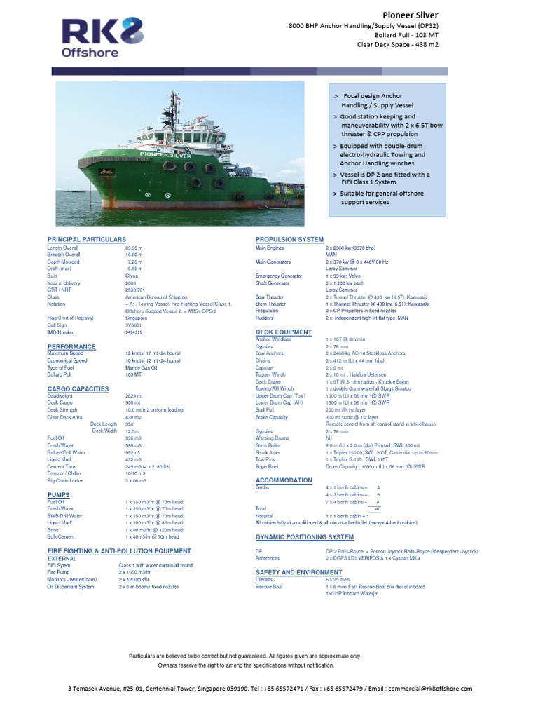 8000 BHP AHTS - DP2-Pioneer Silver-Updated | Download Free PDF | Anchor ...