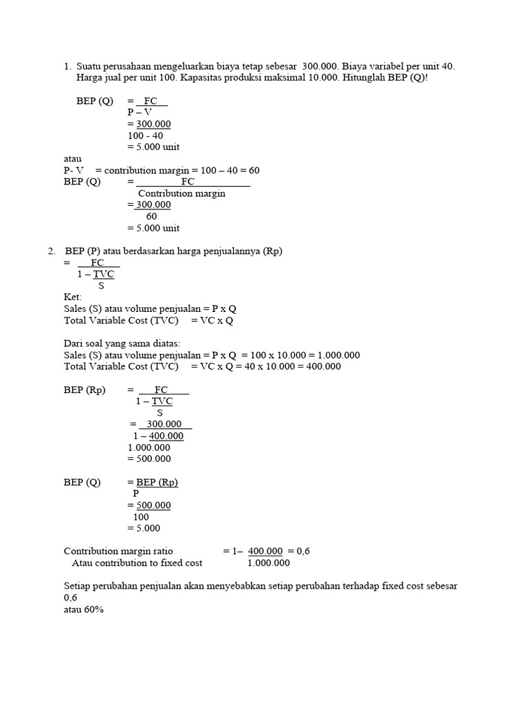 Break Event Point Contoh Soal | PDF