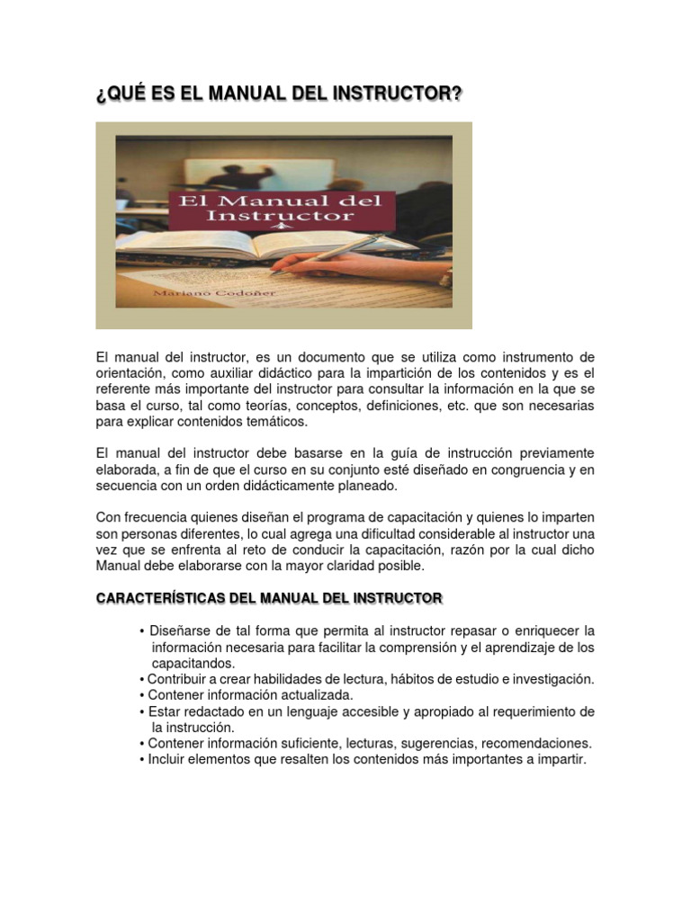 Manual del Instructor: Guía Esencial | PDF | Aprendizaje | Información