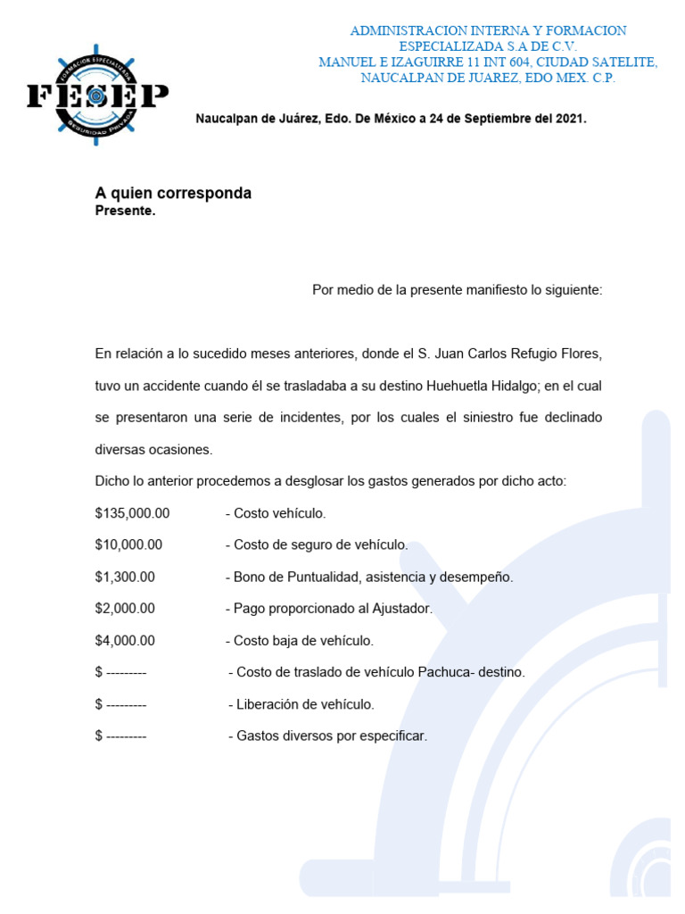 Carta Pago de Deuda | PDF