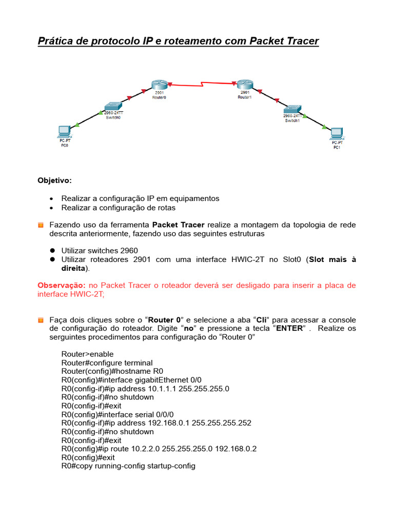 Prática de Protocolo IP Parte 2 (2024 - 1) | PDF | Roteador (informática) | Rede de computadores