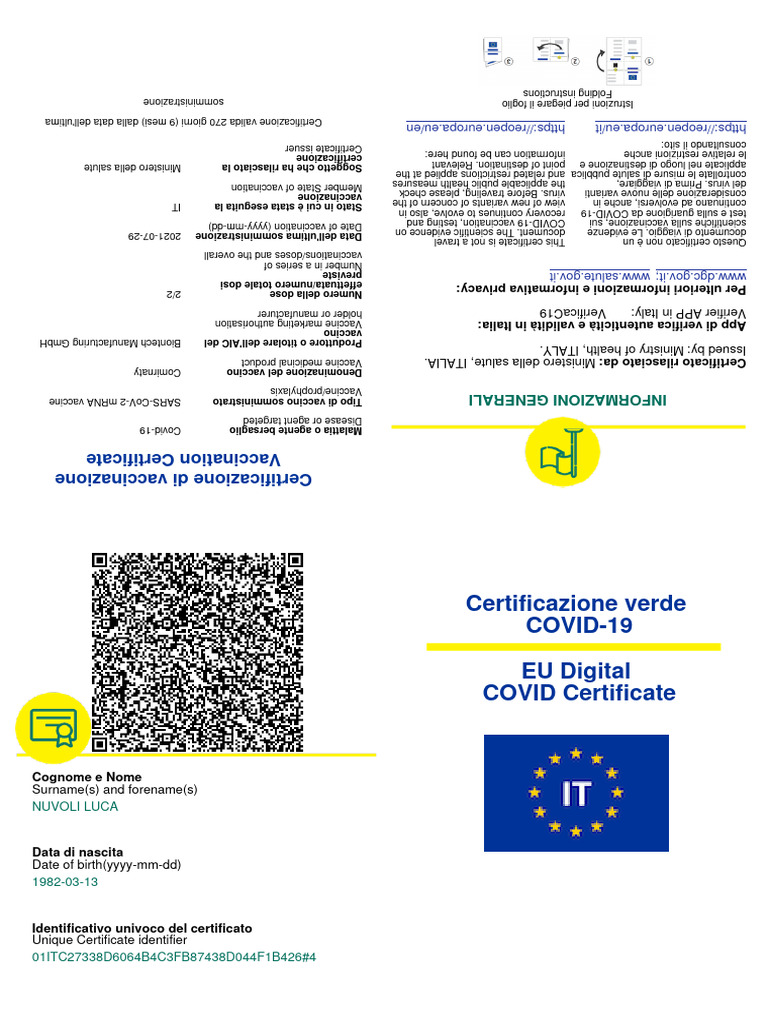 DGC Certificate 1627673221679 | PDF