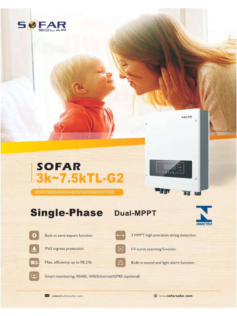 Inversor Solar Sofar Sofar 7 5ktlm 7 5 KW Monofasico 220 V 1 MPPT | PDF