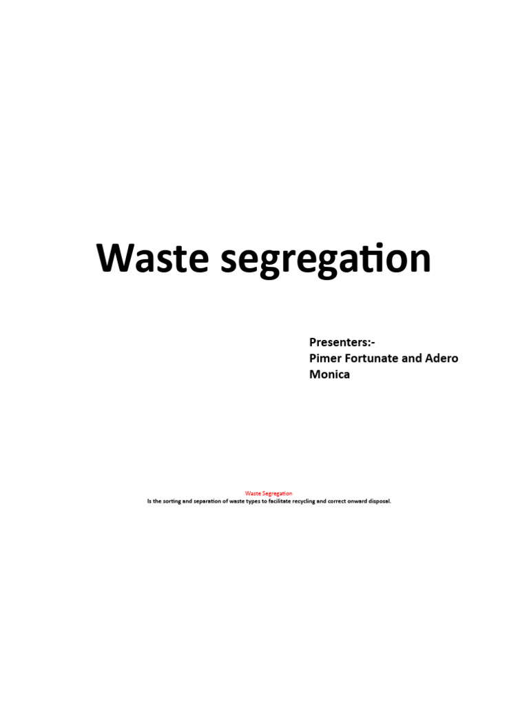 Sanitation Waste Segregation | PDF