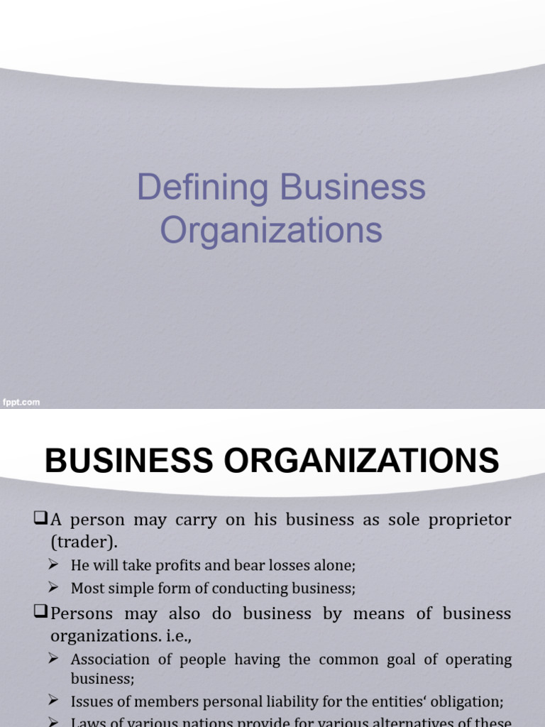 Defining Business Organization | Download Free PDF | Partnership ...