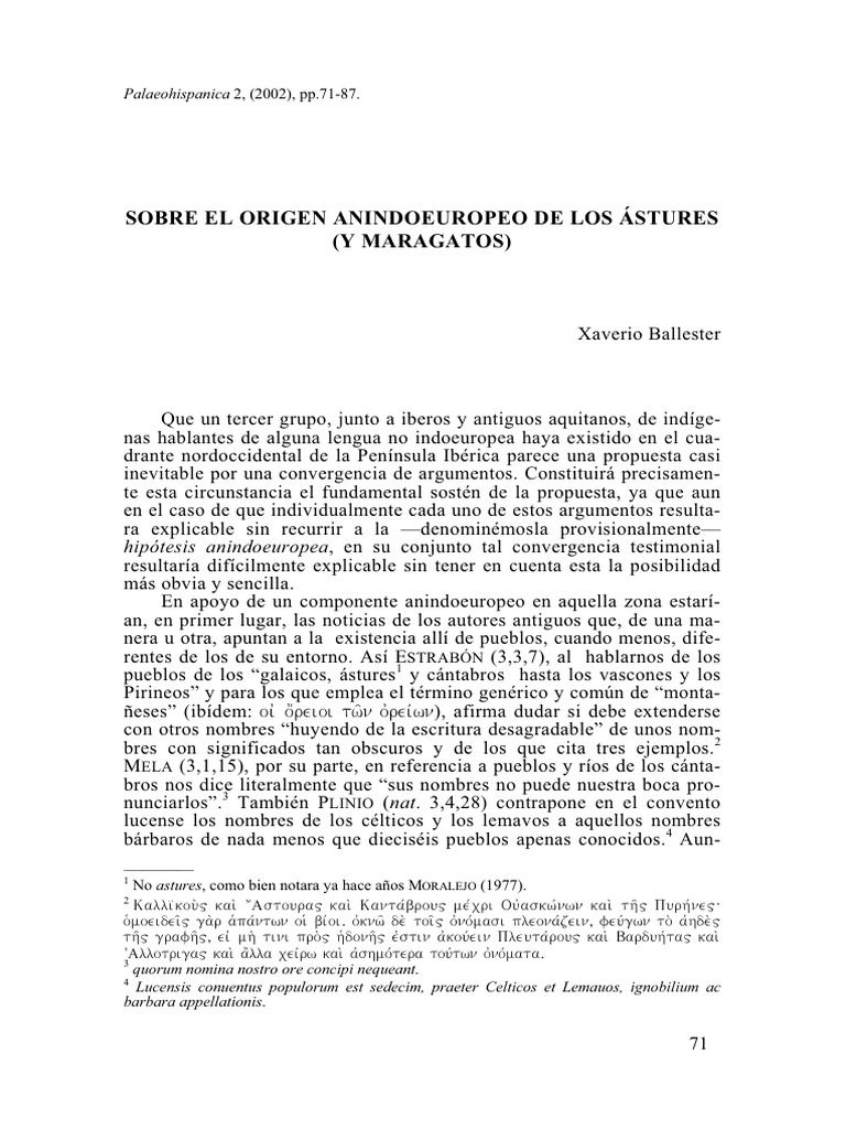 Origen Anindoeuropeo de los Ástures | PDF | Cataluña | Lingüística