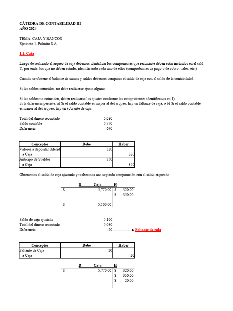 Contabilidad III - Solución Caja y Banco. | PDF | Contabilidad | Bancos
