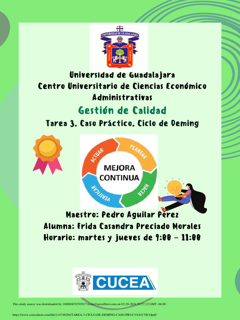 Tarea 3 Ciclo de Deming Caso PR Ctico PDF | PDF | Business | Bancos