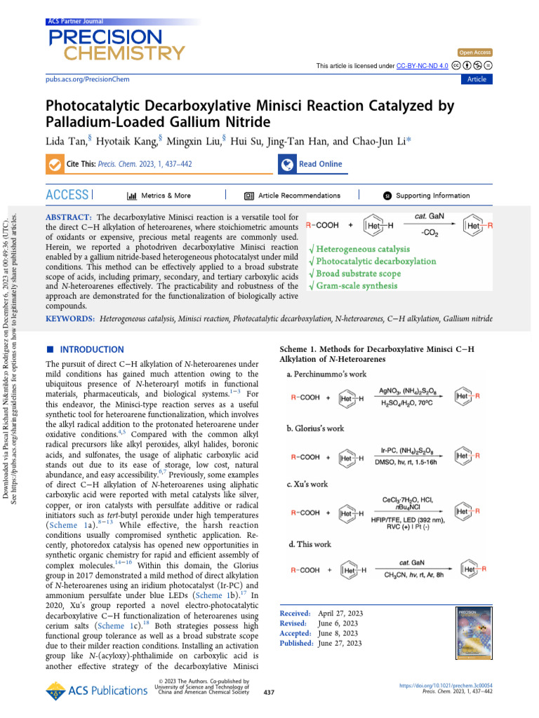 Photocatalytic Minisci Reaction Insights | PDF | Catalysis | Chemical ...