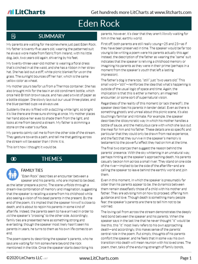 Eden Rock LitChart | PDF | Poetry | Greek Underworld