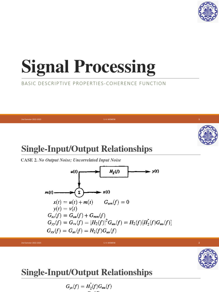 Signal Processing: Basic Descriptive Properties - Coherence Function | PDF | Telecommunications ...