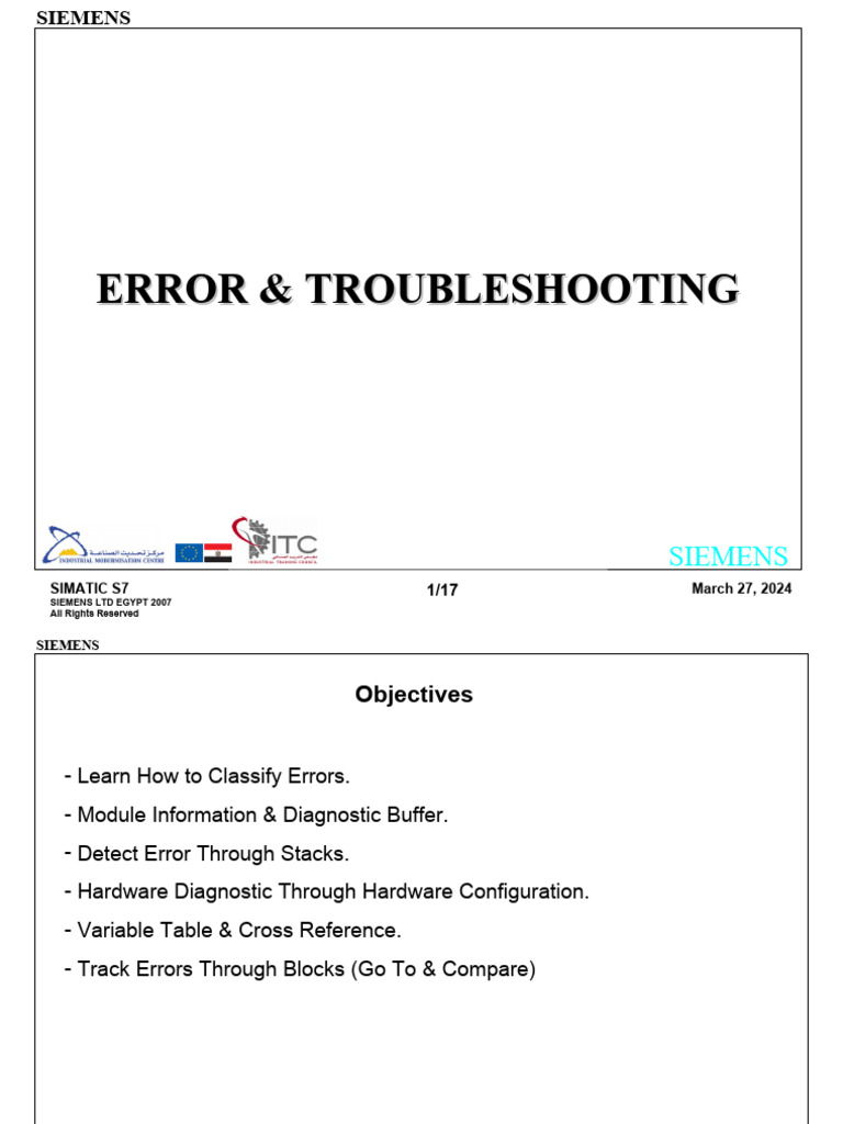 SIMATIC S7 Error Troubleshooting Guide | PDF