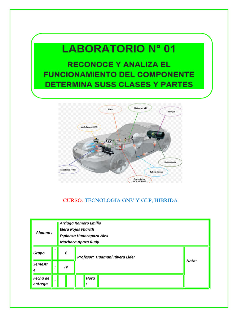 Lab. #1 Tecnologia GNV, GLP, Hibrida 2024 | PDF | Laboratorios