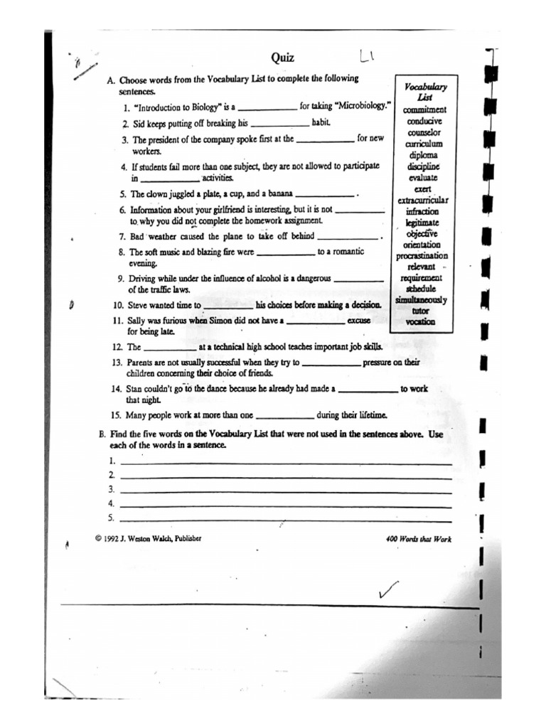 Vocabulary Worksheets | PDF