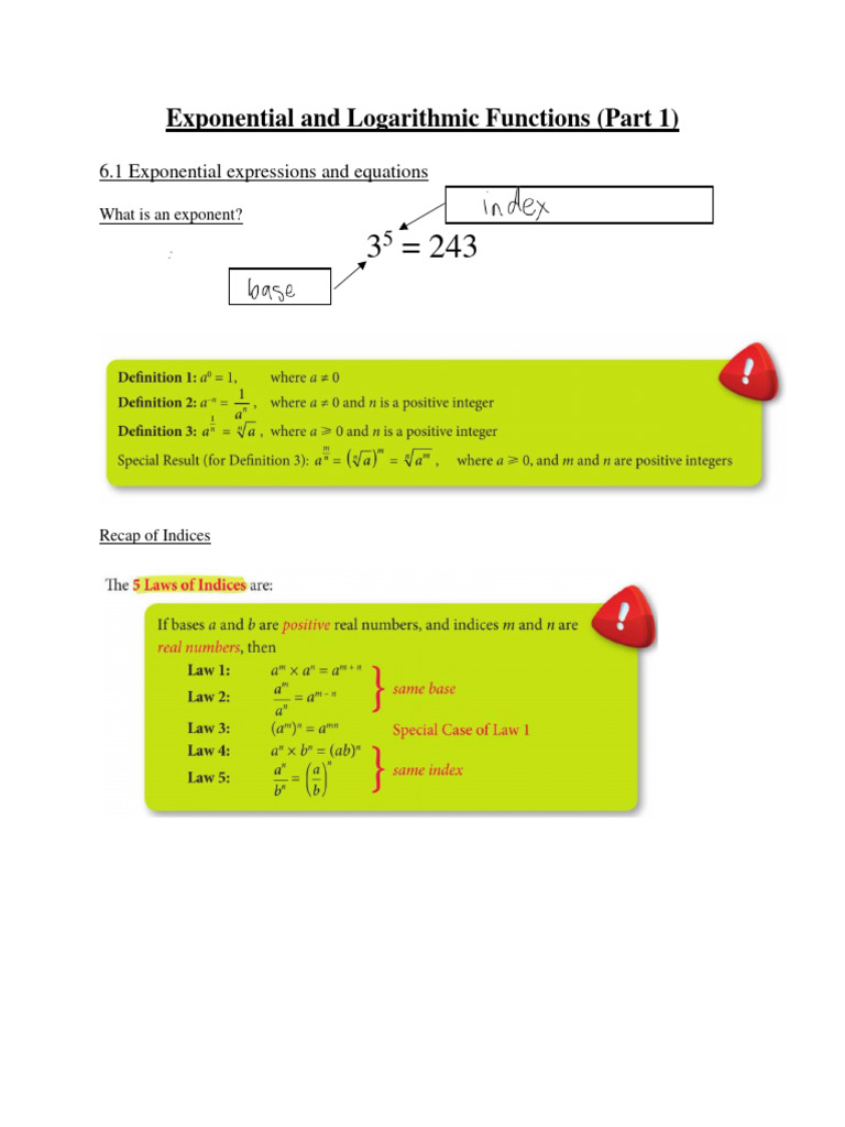 6 Exponential and Logarithmic Functions 1 | PDF | Exponential Function | Exponentiation