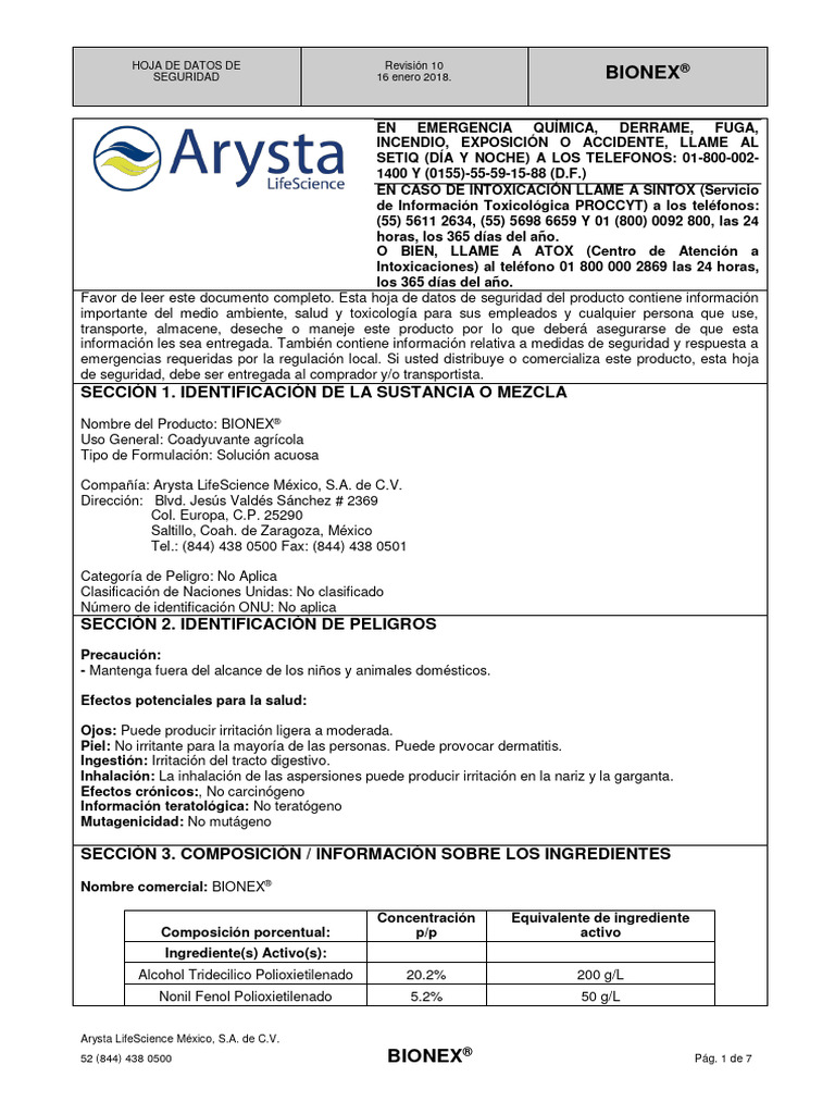 Bionex (HDS) | PDF | Agua | Residuos