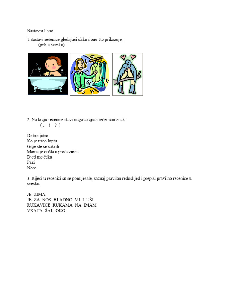 NL - Sastavi Rečenice | PDF