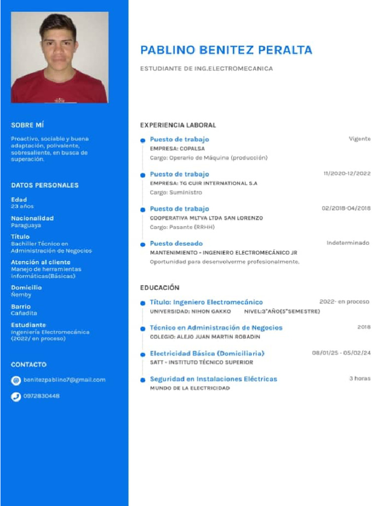 CV - Pablino Benitez | PDF