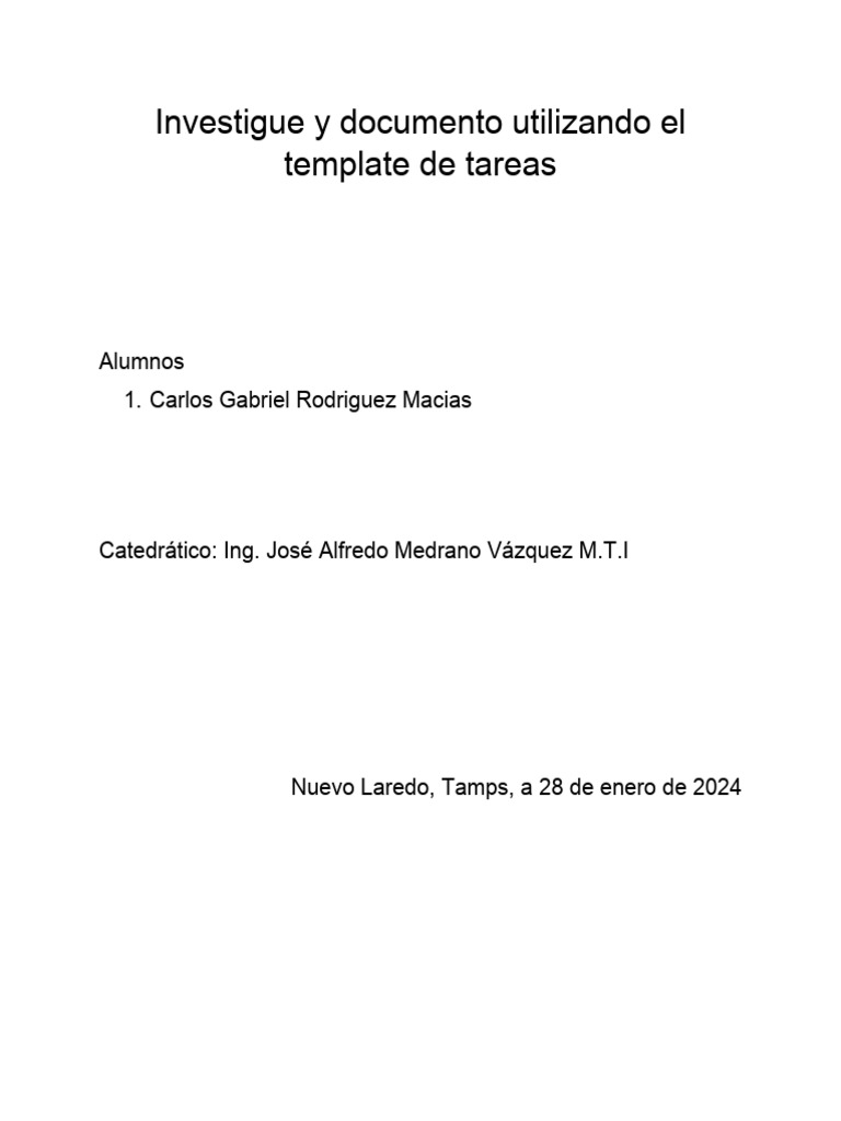 Investigue y Documento Utilizando El Template de Tareas | PDF