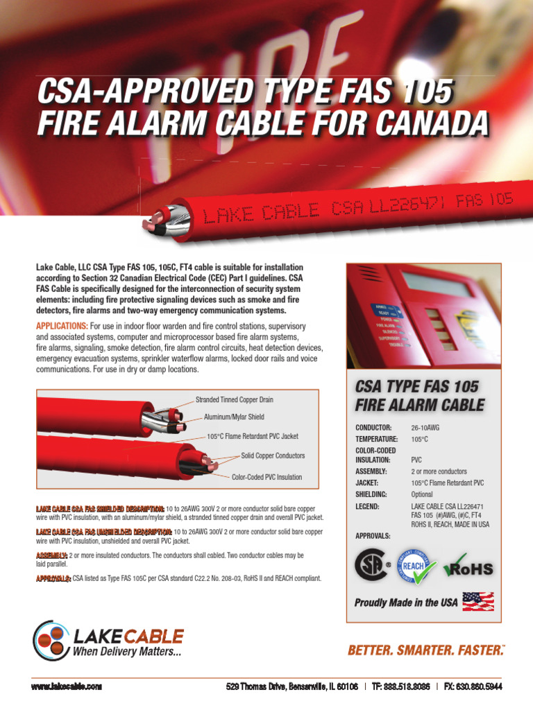 Lake Cable - CSA FSA | PDF | Electrical Conductor | Wire