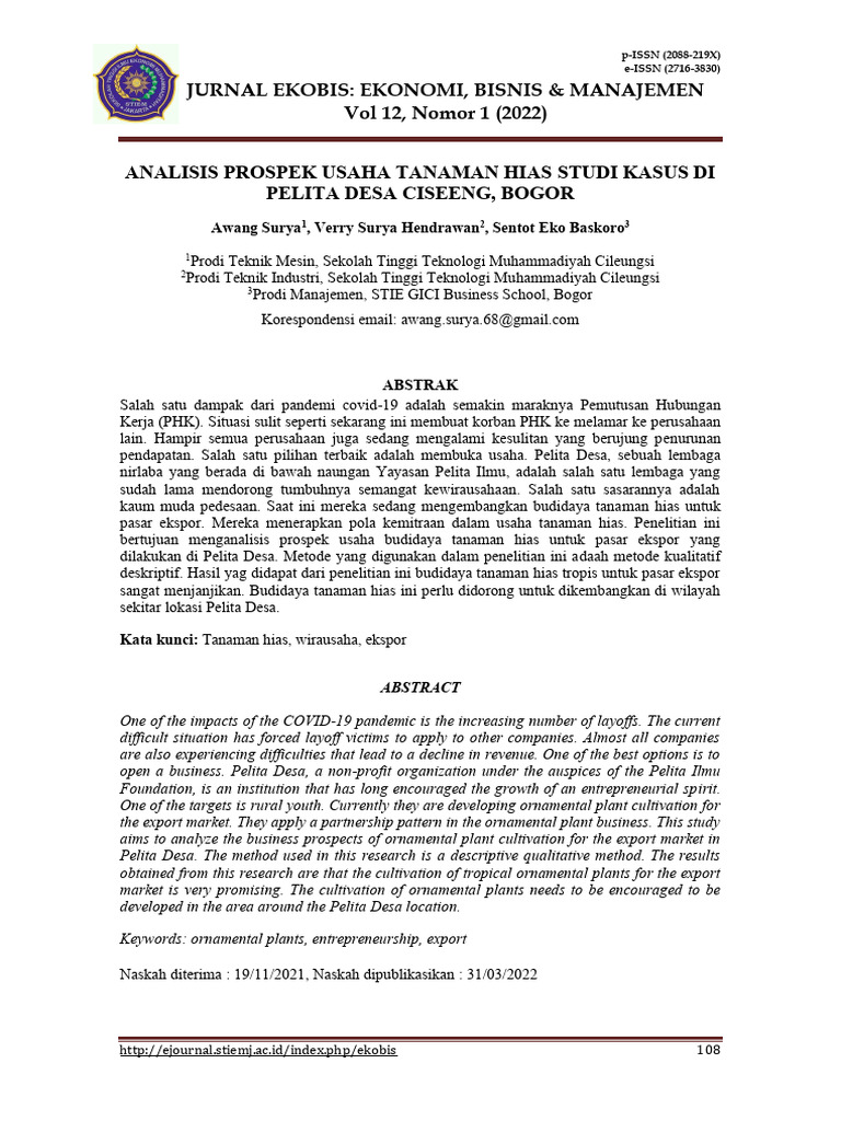 Analisis Prospek Usaha Tanaman Hias Stud | PDF