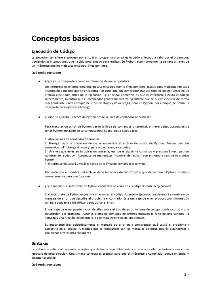 Conceptos básicos python | PDF | Interfaz de línea de comando | Python ...