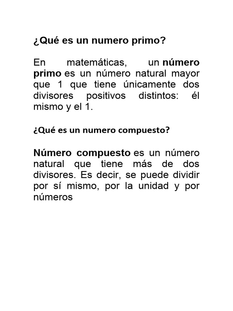 Qué Es Un Numero Primo | PDF