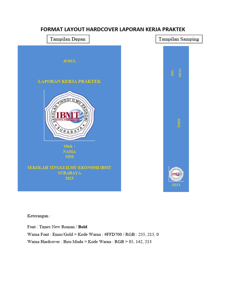 FORMAT LAYOUT HARDCOVER Laporan Magang | PDF