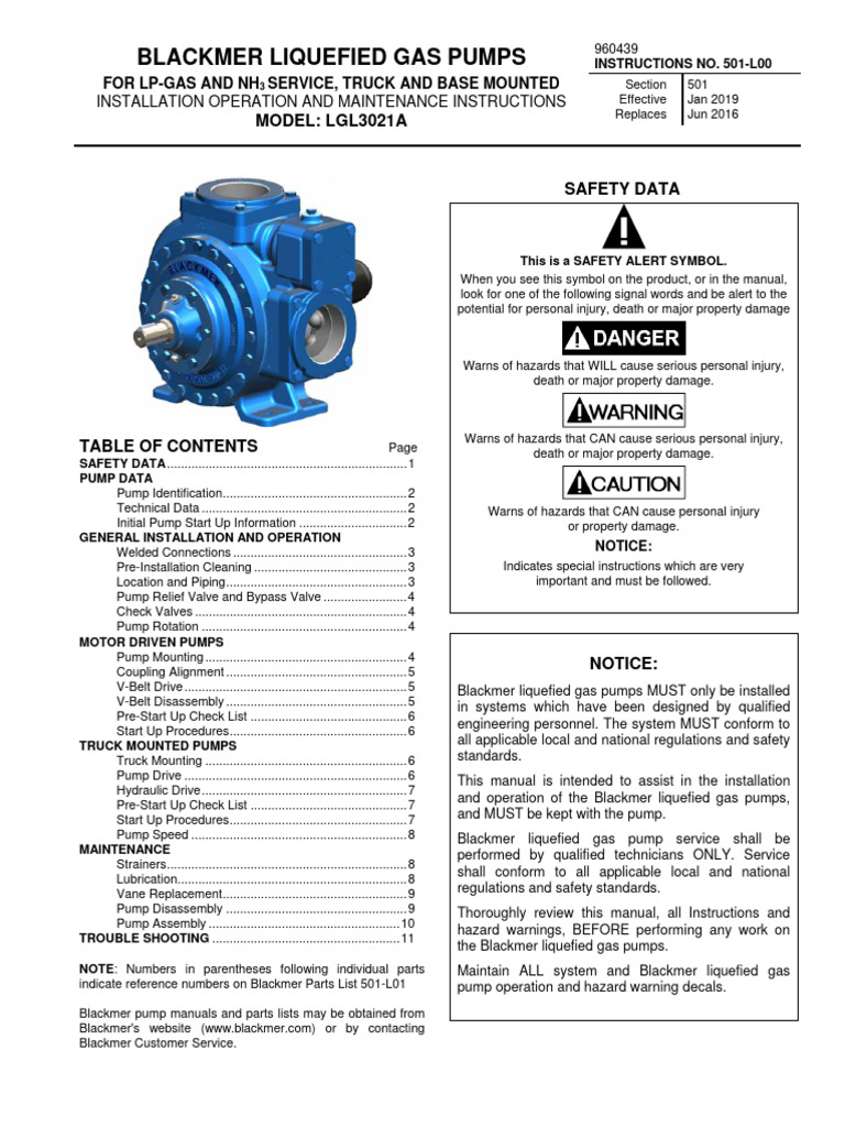 Blackmer Liquefied Gas Pumps: MODEL: LGL3021A | PDF | Pump | Valve