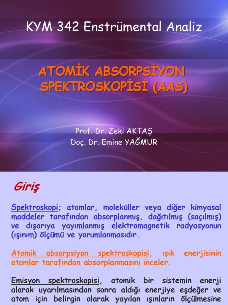 KYM 342 Enstrümental Analiz: Atomik Absorpsiyon Spektroskopisi (Aas) | PDF