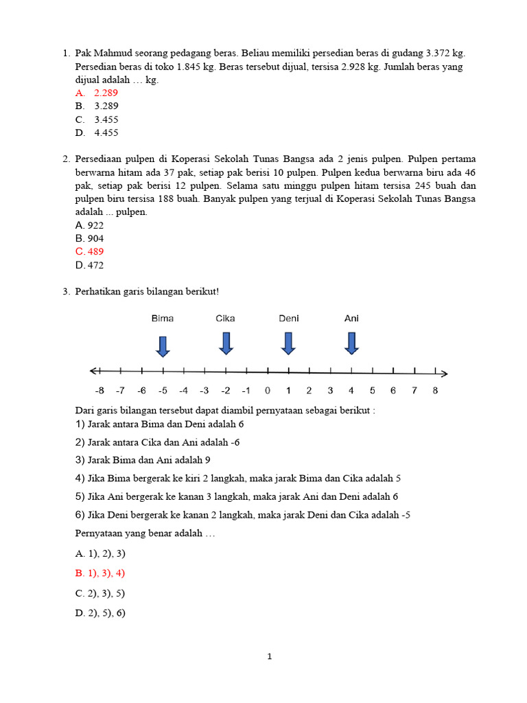SOAL NUMERIK ASPD PAKET 1 2023 2024 Fix | PDF | Griya & Taman