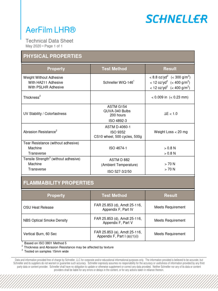 Aerfilm LHR Tds | PDF | Materials | Physical Sciences