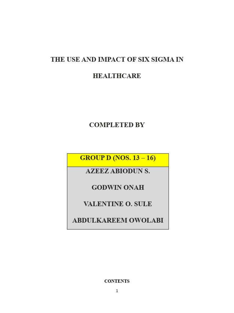 The Use and Impact of Six Sigma in Health 2 | Download Free PDF | Six ...