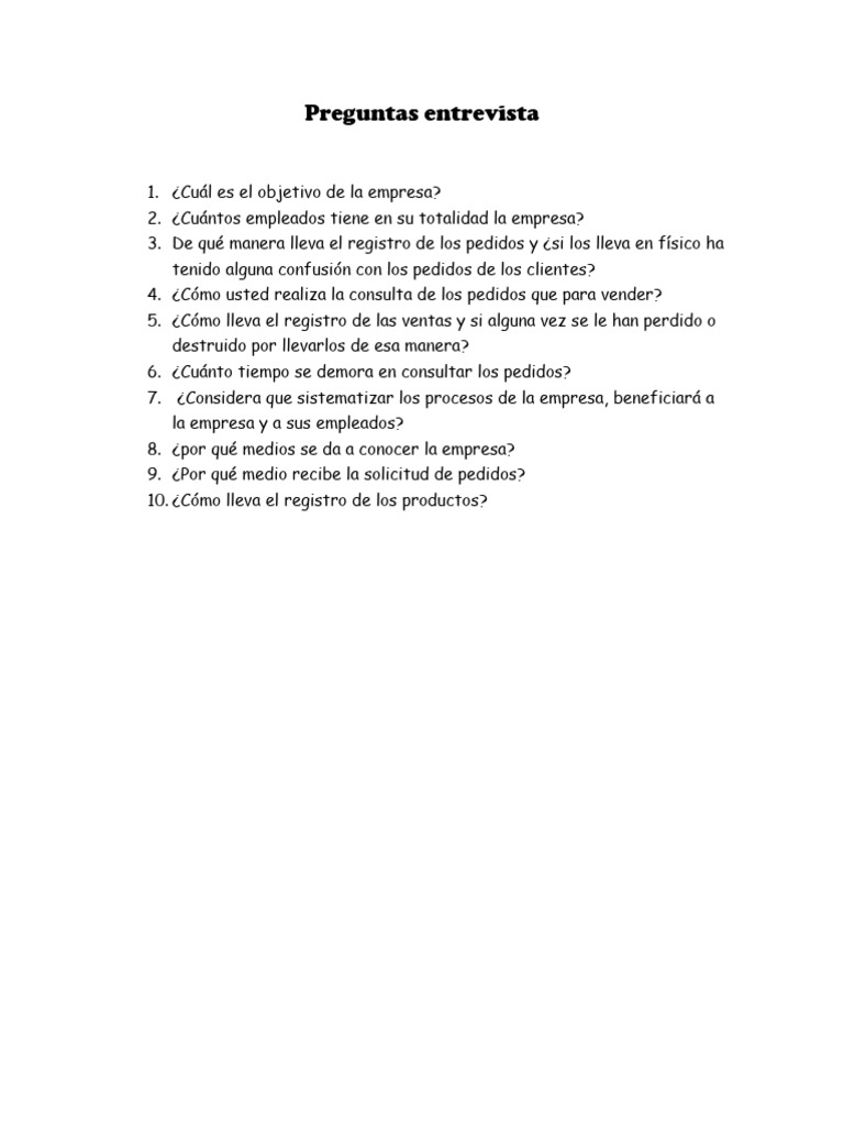 Preguntas Entrevista | PDF