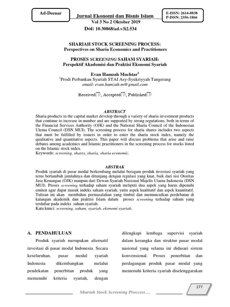Admin,+4+Proses+Screening+Saham+Syariah Evan+Hamzah Na | PDF