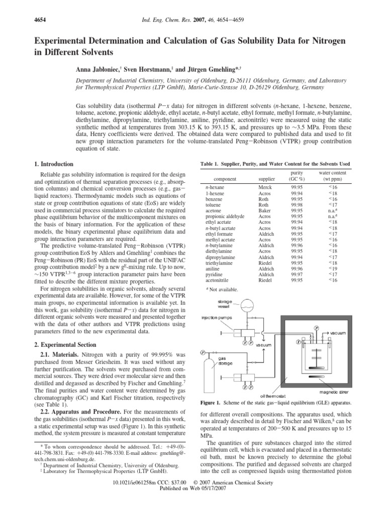 Nitrogen Solubility | PDF | Solvent | Solubility