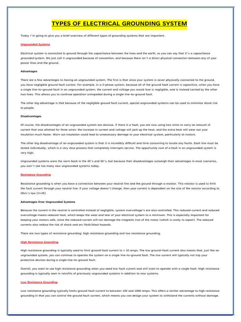 Grounding System | PDF | Electrical Resistance And Conductance | Resistor