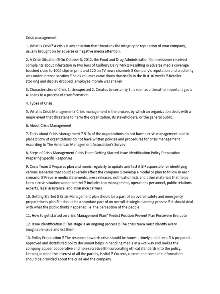 Effective Crisis Management Strategies | PDF | Crisis Management ...