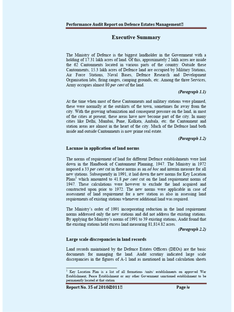 Defence Land Management Audit | PDF | Lease | Renting