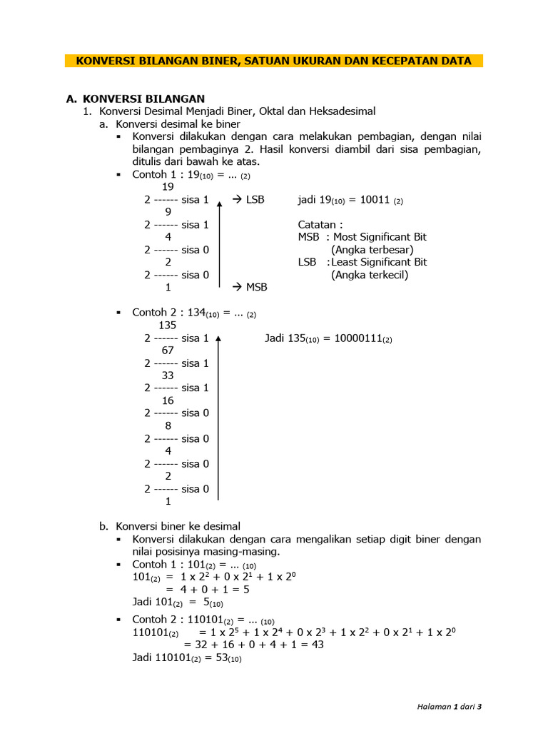 Konversi, Satuan Dan Ukuran Data | PDF | Metode & Bahan Ajar