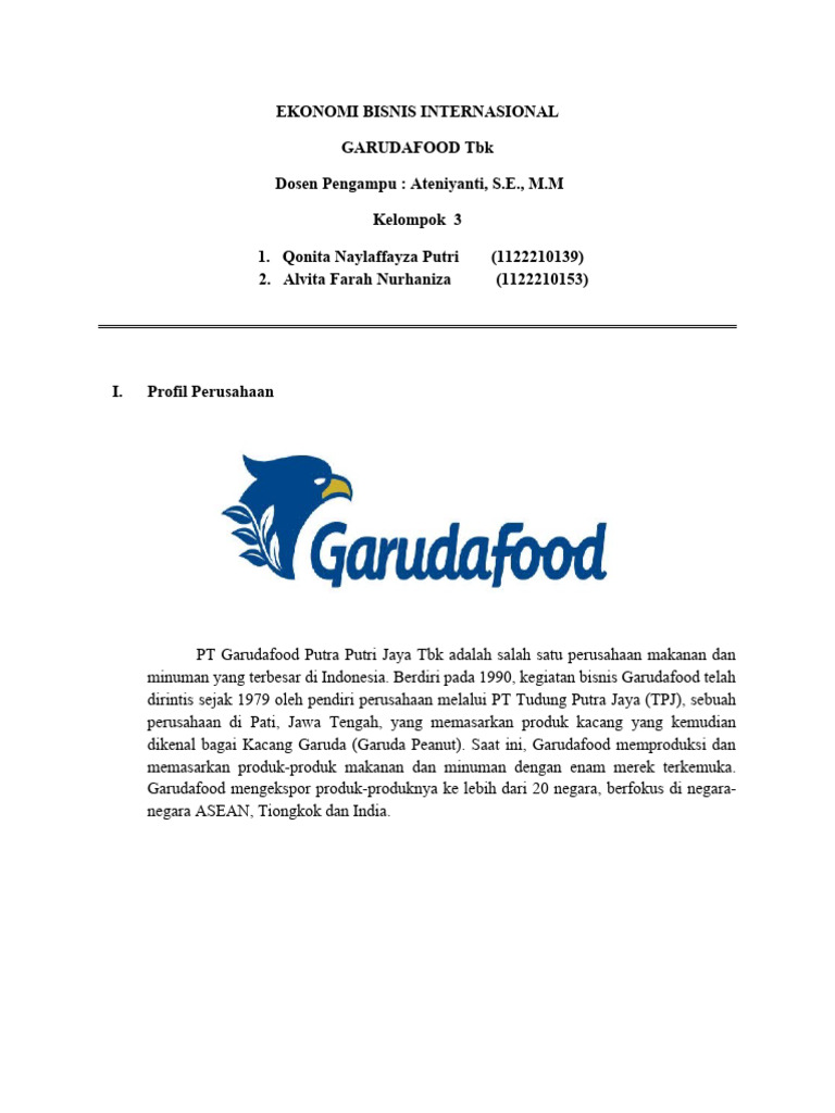 Profil dan Strategi GarudaFood Tbk | PDF | Kesehatan Holistik