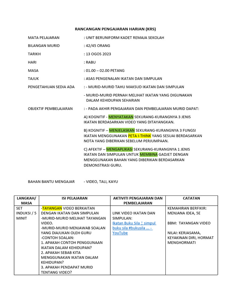 RPH KRS 2023 | PDF | Seni