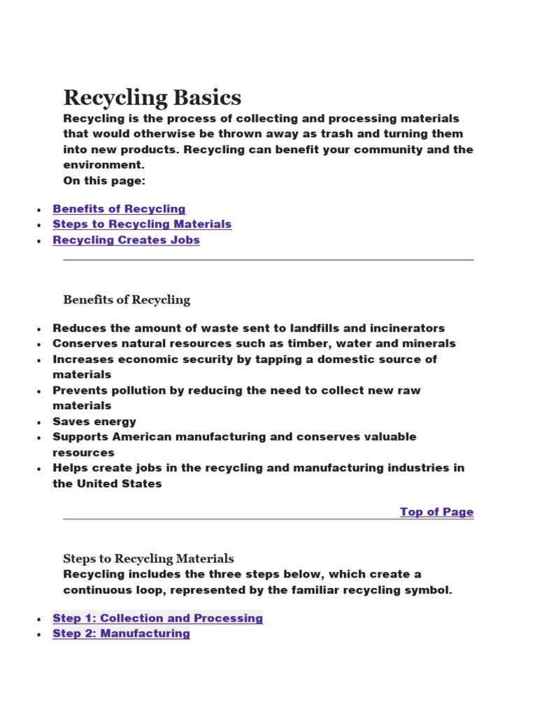 Recycling Basics | PDF | Oil Refinery | Recycling