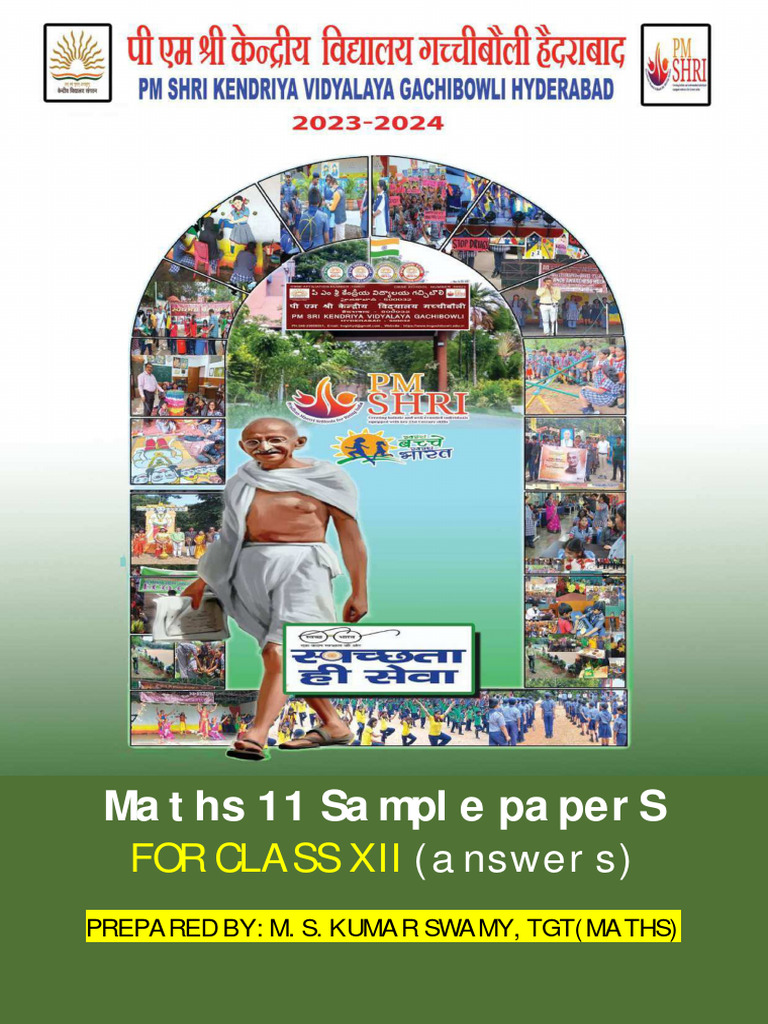 PM Shri KV Gachibowli Maths Class XII Sample Papers Answers for Practice | PDF | Function ...